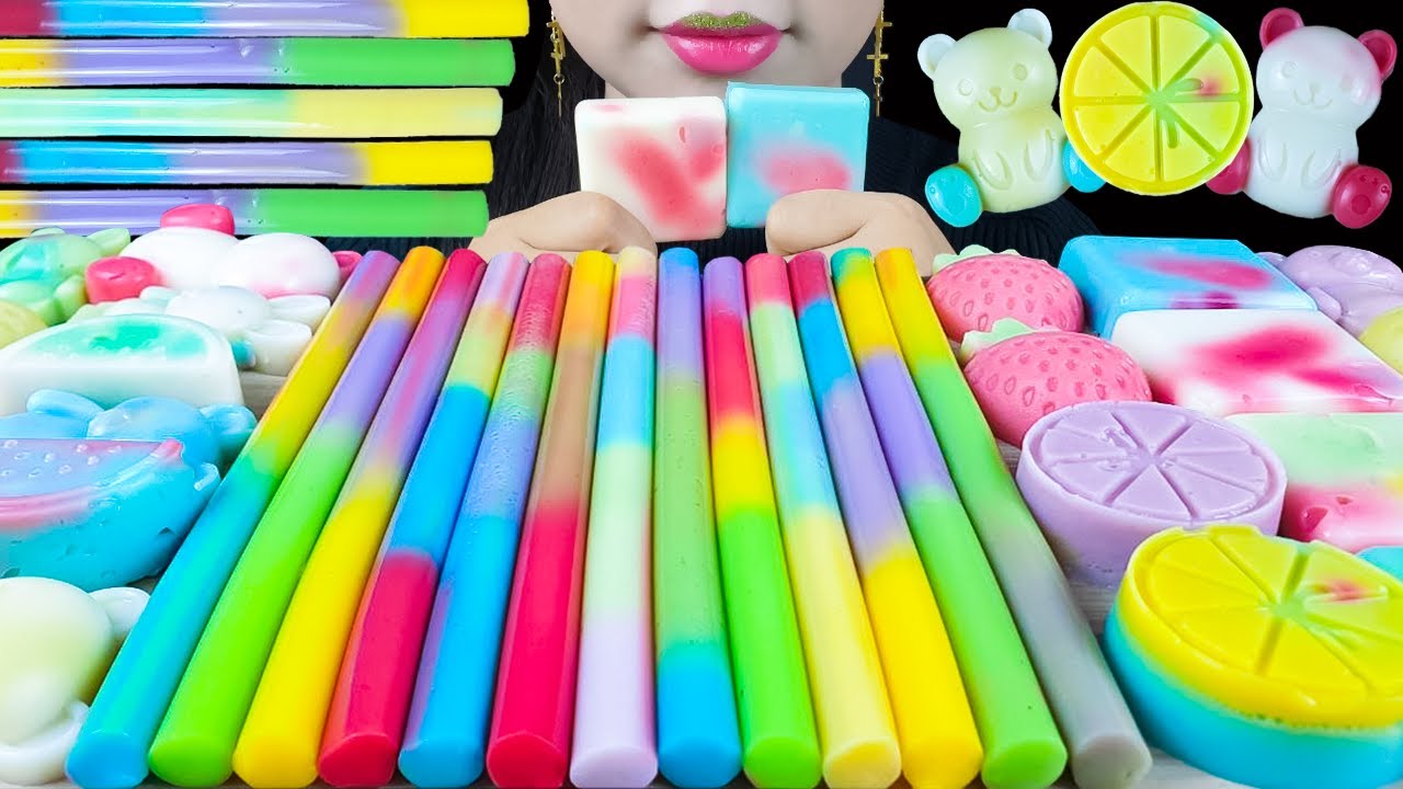 ASMR RAINBOW JELLY DESSERT *GALAXY JELLY, JELLY FRUIT, JELLY NOODLES ...