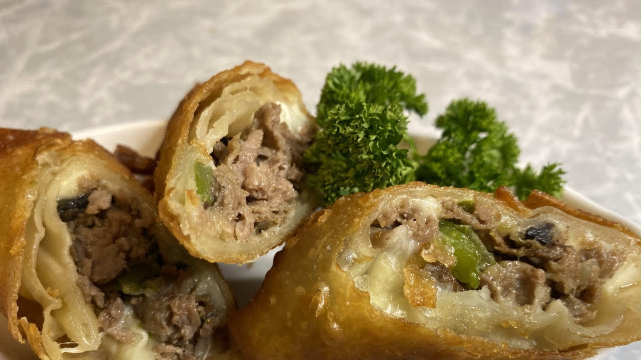 How To Make Philly Cheesesteak Egg Rolls | Cheesesteak - YouTube