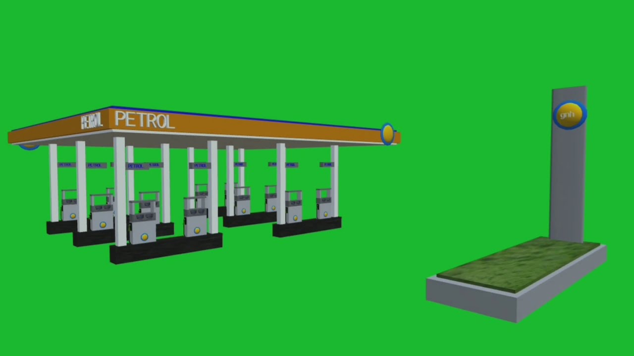 3D petrol bunk model || Free green screen video || Gas station || fuel ...