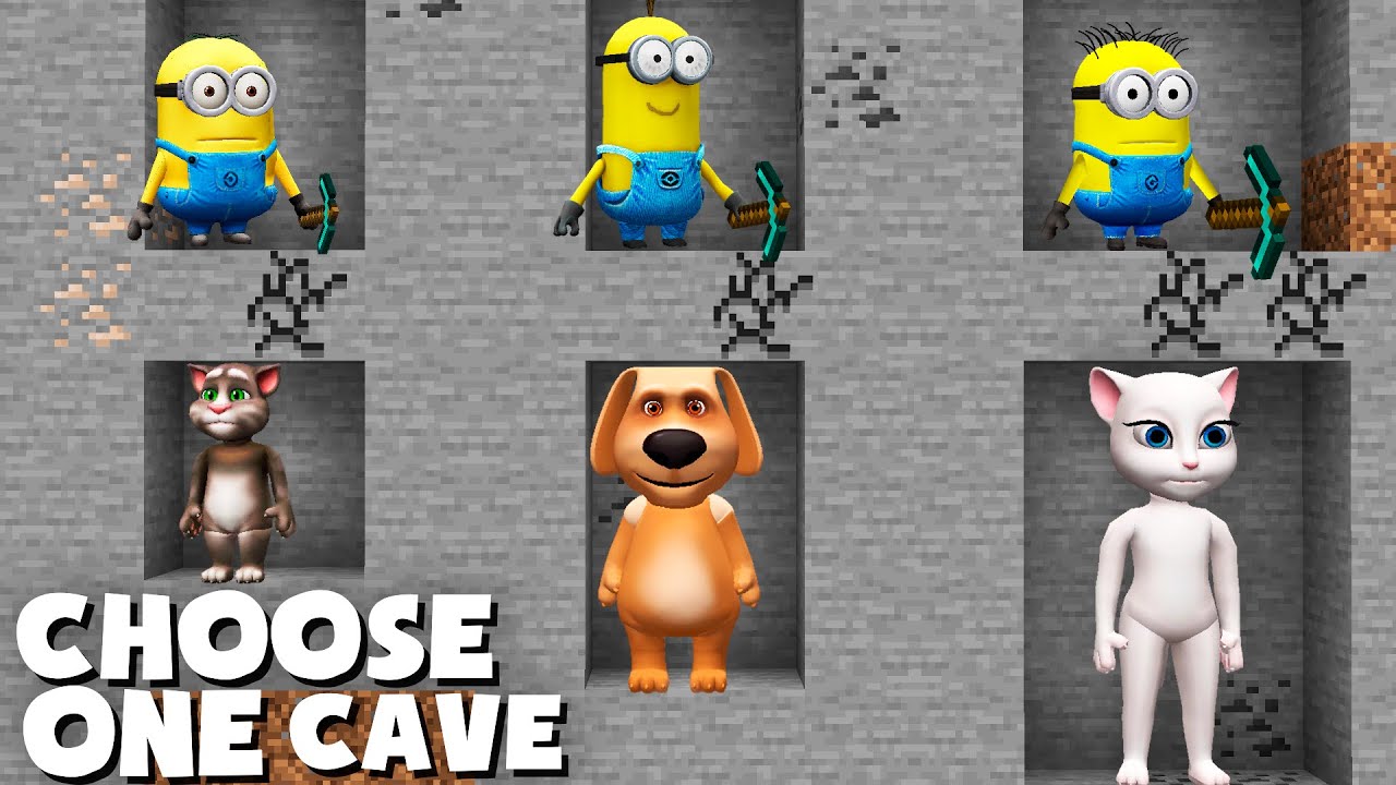Which CAVE WILL YOU CHOOSE? TALKING BEN vs ANGELA vs TOM in Minecraft ...