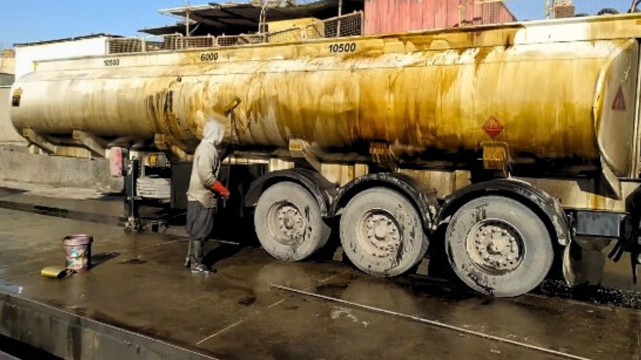 Washing the monster oil truck ( Dont miss this video) - YouTube