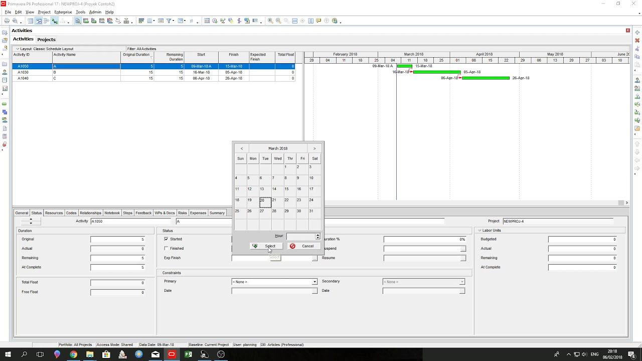 Primavera P6 Tips - Expected Finish Dates (bahasa) - YouTube