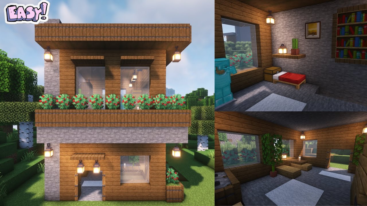 Minecraft chill easy wooden survival house tutorial #minecraft #youtube ...