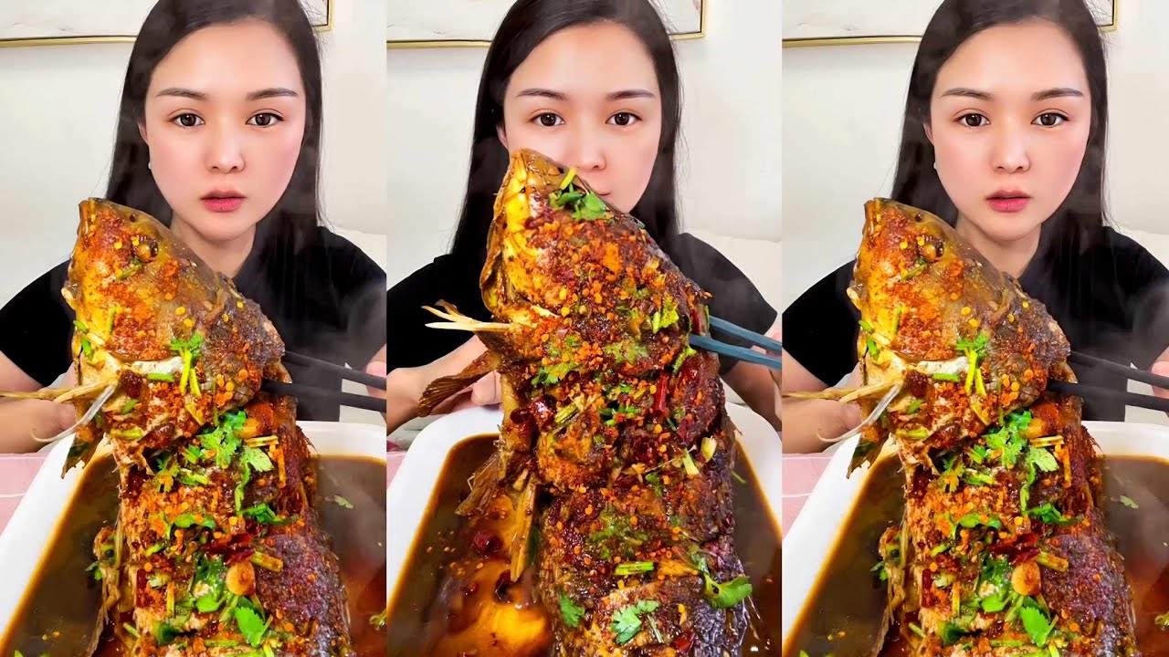 ASMR EATING FISH MUKBANG ASMR EATING SHOW | FISH EATING ASMR | VEGGIE ...