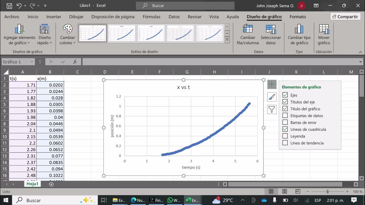 Uso de excel para graficar - YouTube