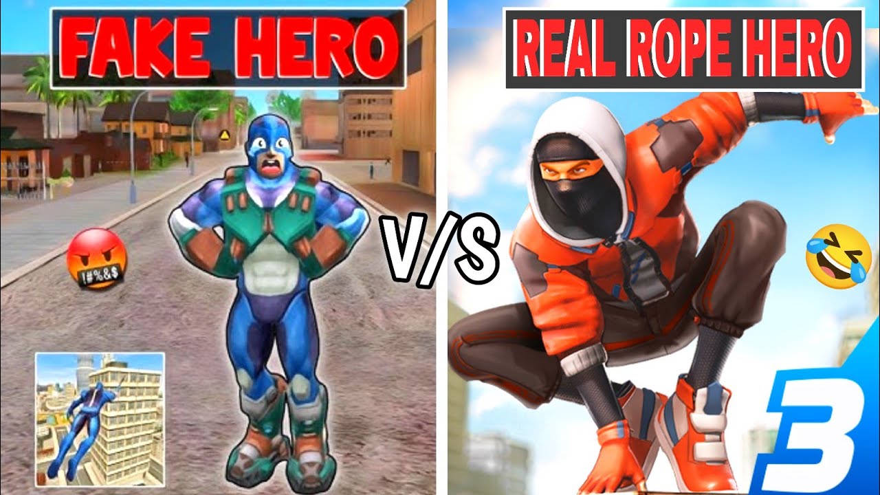 Fake Rope Hero V/S REAL Rope Hero In Rope Hero Vice Town - YouTube