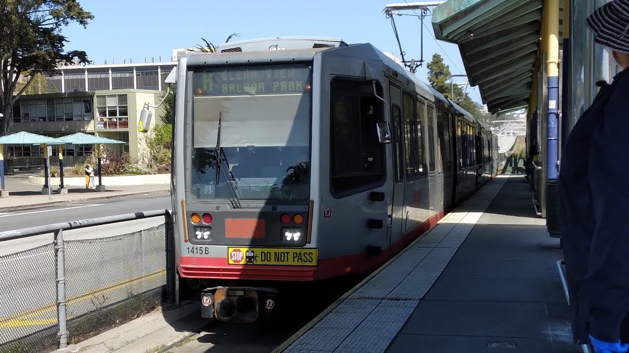 SF Muni 1996 Breda LRV2 1415 on Route M Ocean View - 2-Car Train 1415 ...