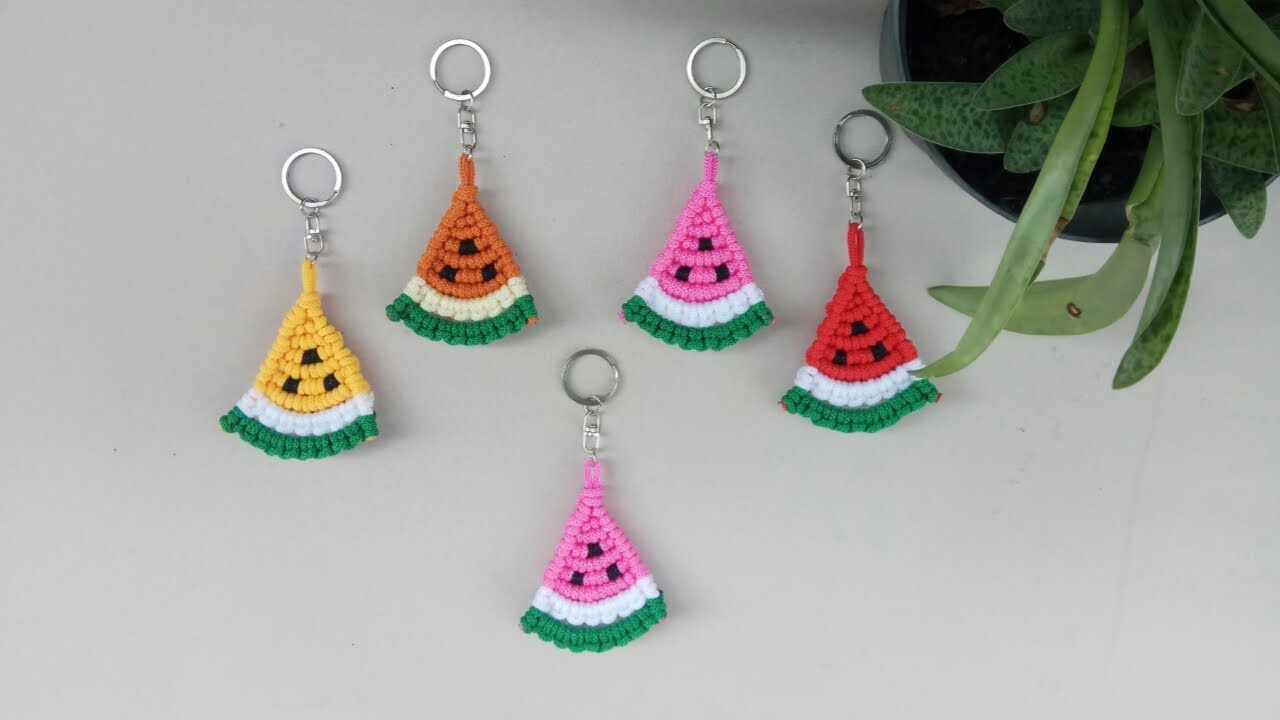 DIY | Macrame Watermelon Shape Keychain | Tutorial | Step by Step ...