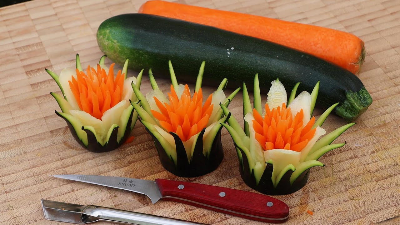 Super Salad Decoration Ideas Zucchini Carrot Flower Carving Garnish Super Salad Decoration Ideas Zucchini Carrot Flower Carving Garnish
