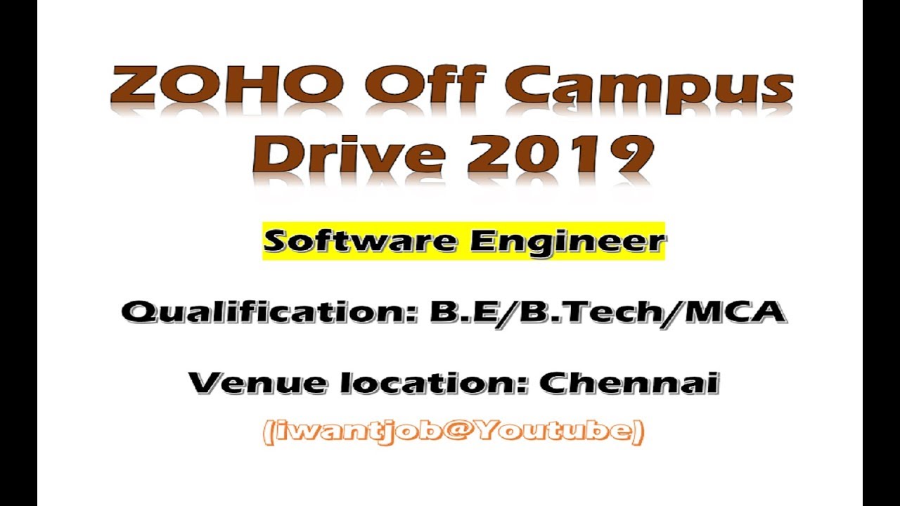 ZOHO Corporation Off Campus Drive 2019.... - YouTube