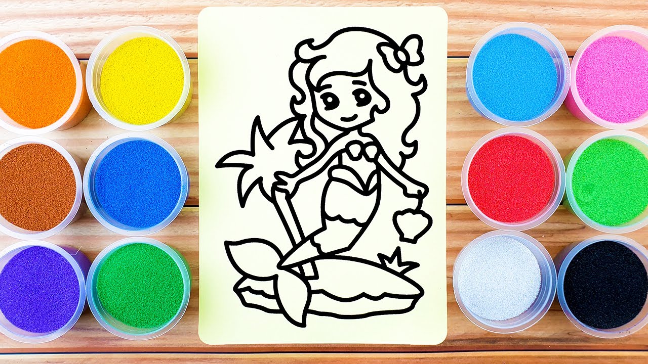 Colored Sand Painting - Mermaid Princess, Drawing for Kids & Toddlers ...