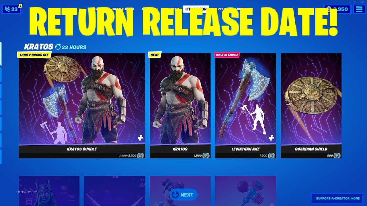 KRATOS SKIN CONFIRMED RETURN RELEASE DATE IN FORTNITE ITEM SHOP! (Kratos Bundle Returning) - YouTube