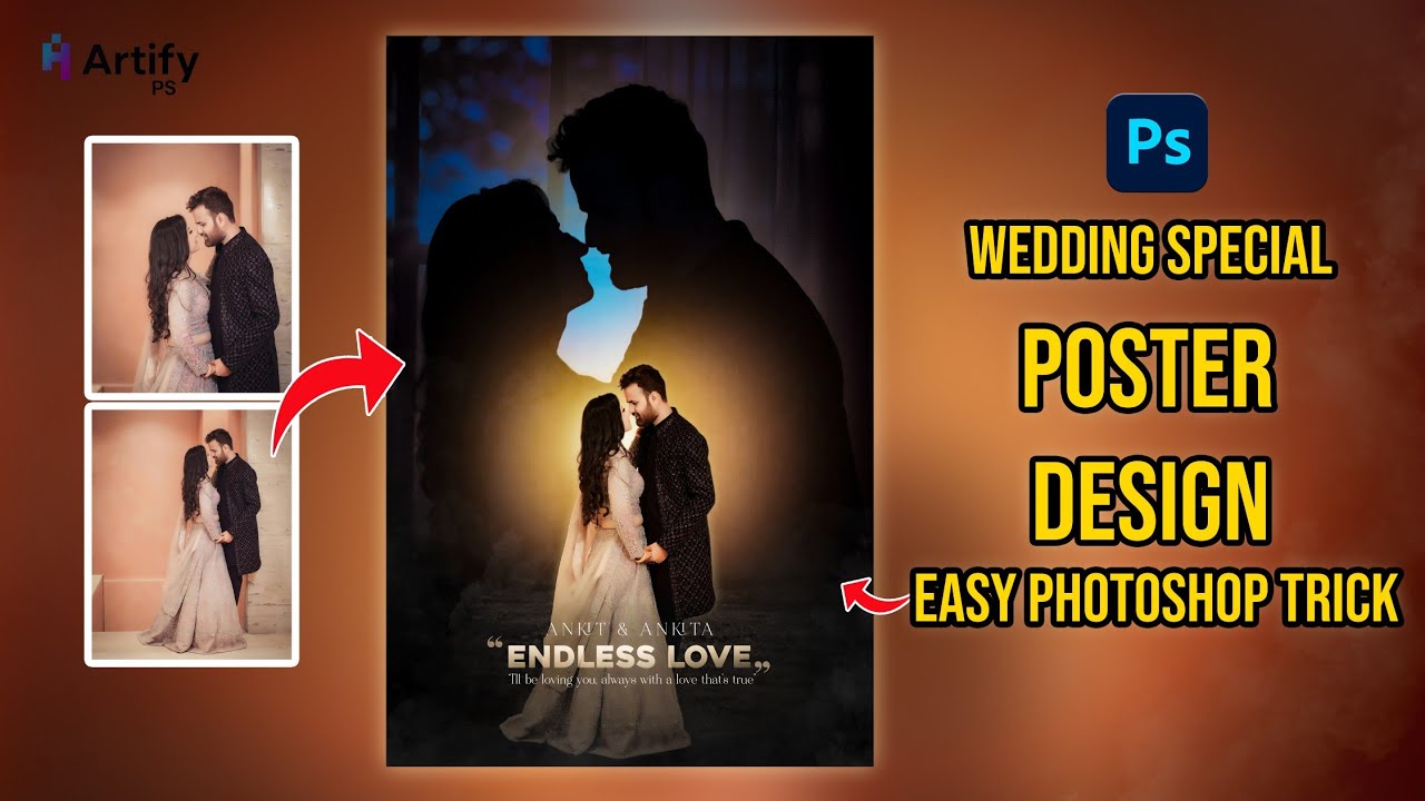 Romantic Couple Poster Design in Photoshop | Pre-Wedding Poster Editing ...