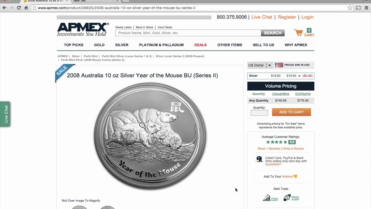 Mouse Alert 10oz 2008 Lunar II mouse is on sale at APMEX - YouTube