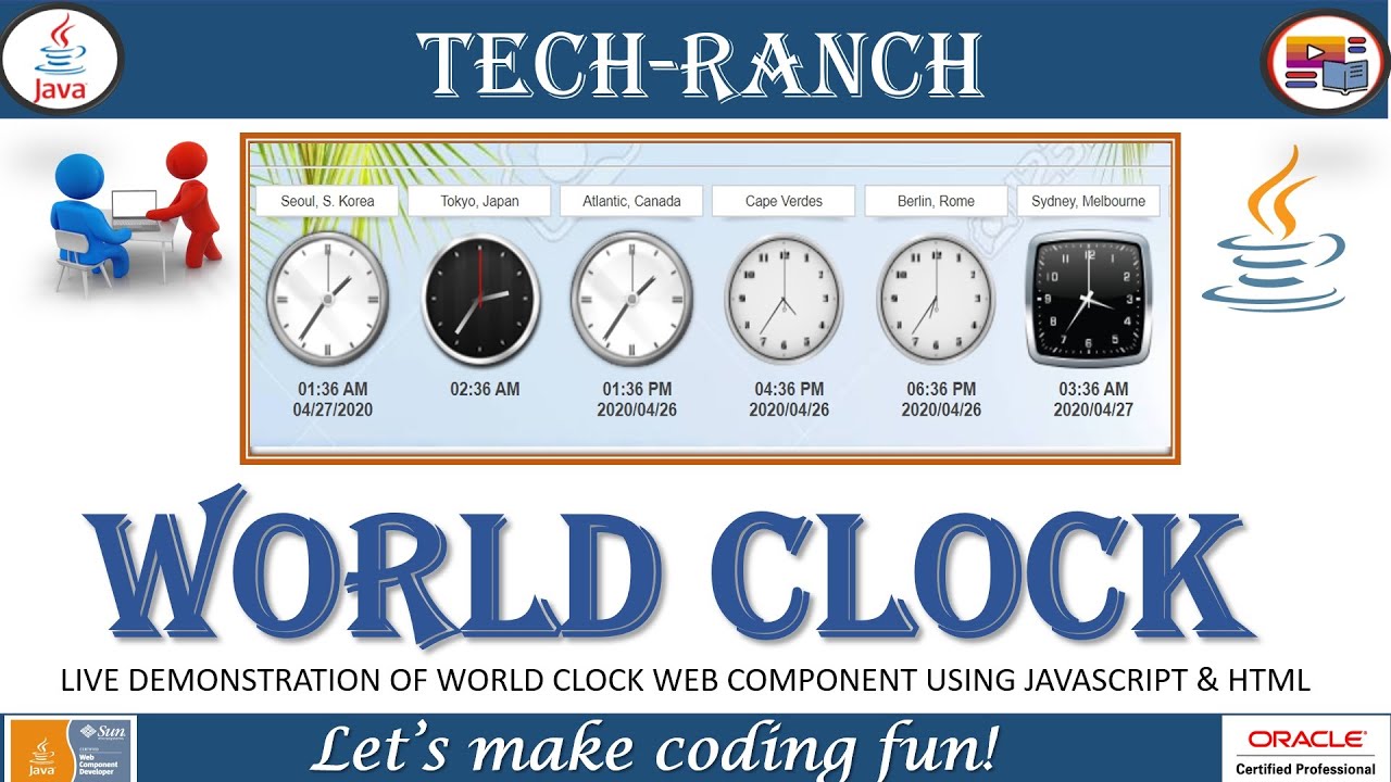 Live Demonstration Of Analog World Clock In Html Javascript And Css