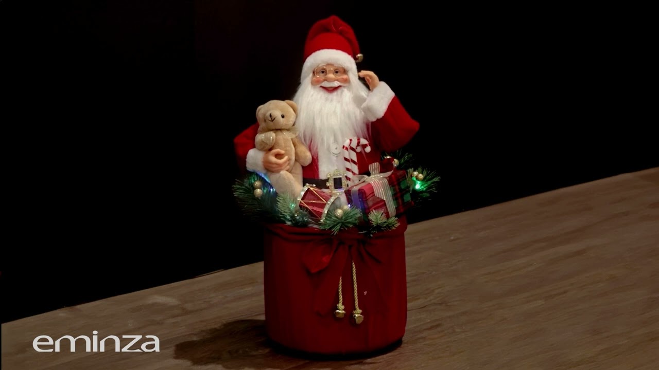 Automate Père Noël musical (H63 cm) Ourson Joyeux - Déco de Noël pour ...