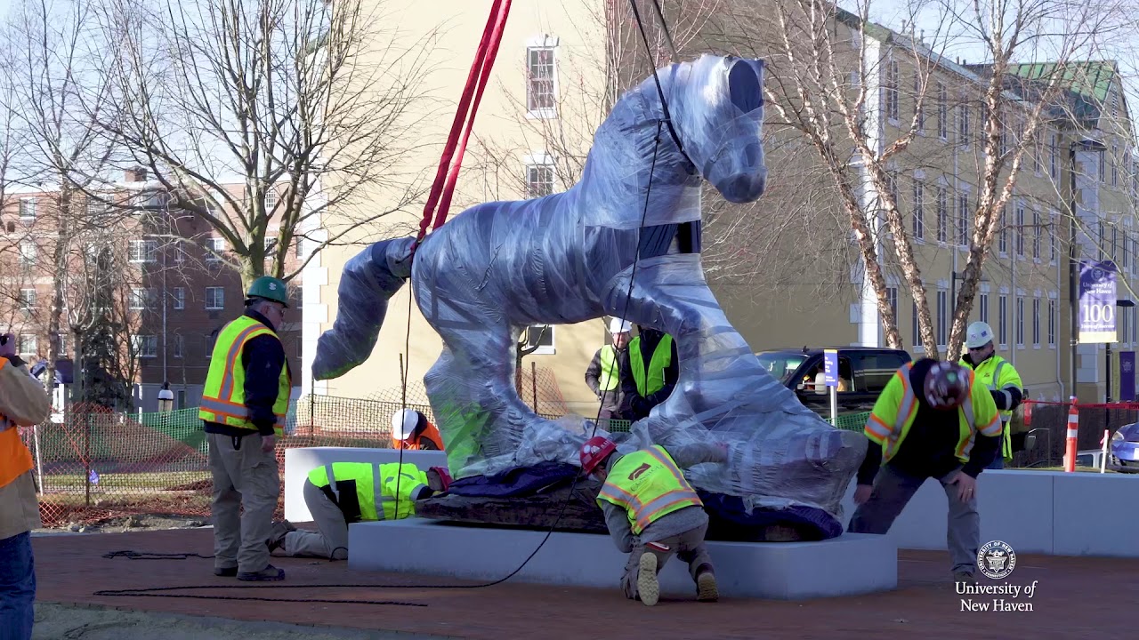 The Charger Horse Statue Installation - YouTube