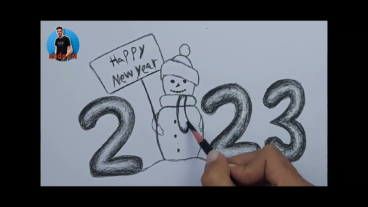 رسم سهل رسم 2023 بطريقه سهله للمبتدائين رسم رأس السنة الجديده Youtube