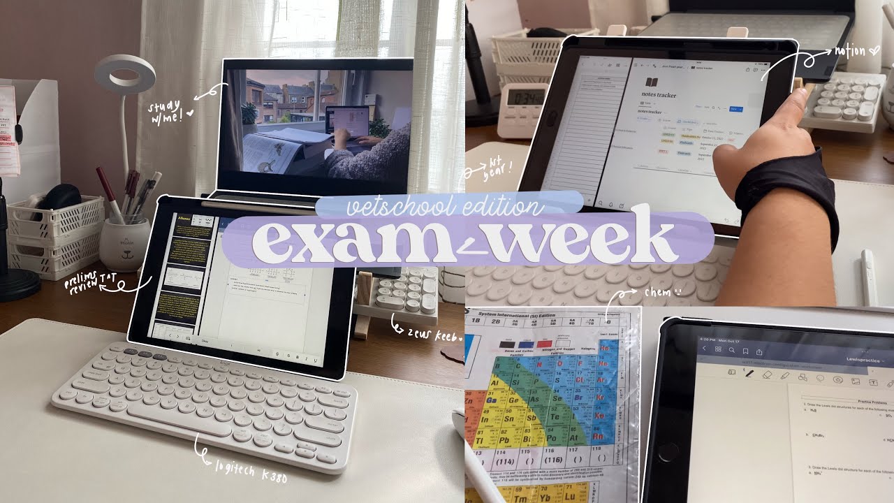 📝 exam week study vlog — studying, ipad note taking, organizing in ...
