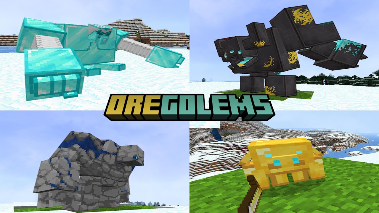 Nuevos golems para Minecraft Bedrock 1.19 - Ore Golems Addon - YouTube