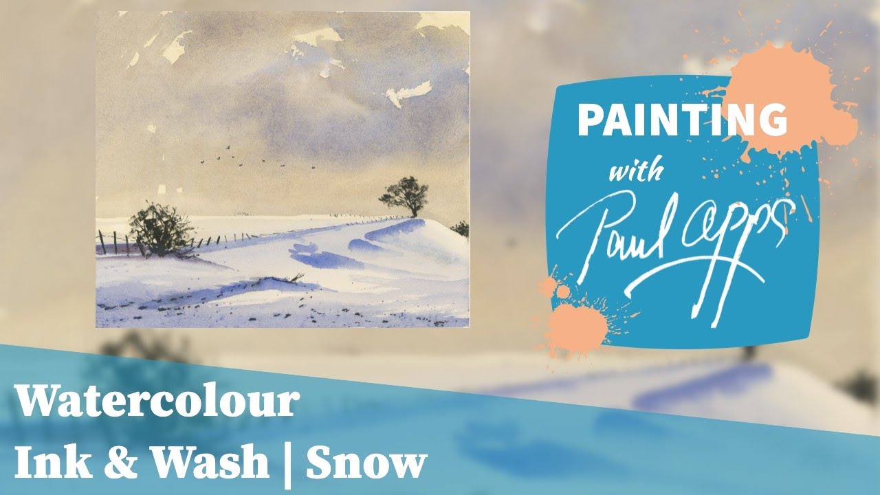 How to Paint a Snow Scene on Tinted Paper | Ink and Wash Tutorial ...