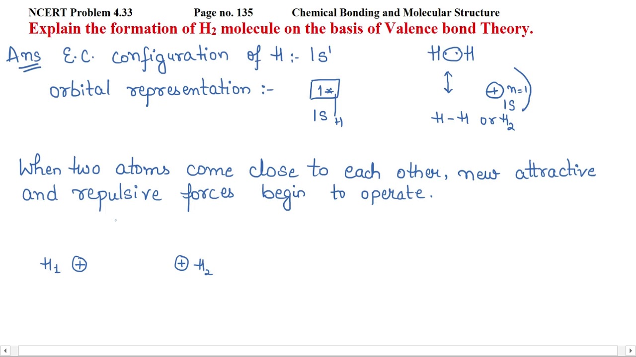 Explain the formation of H2 molecule on the basis of Valence bond ...
