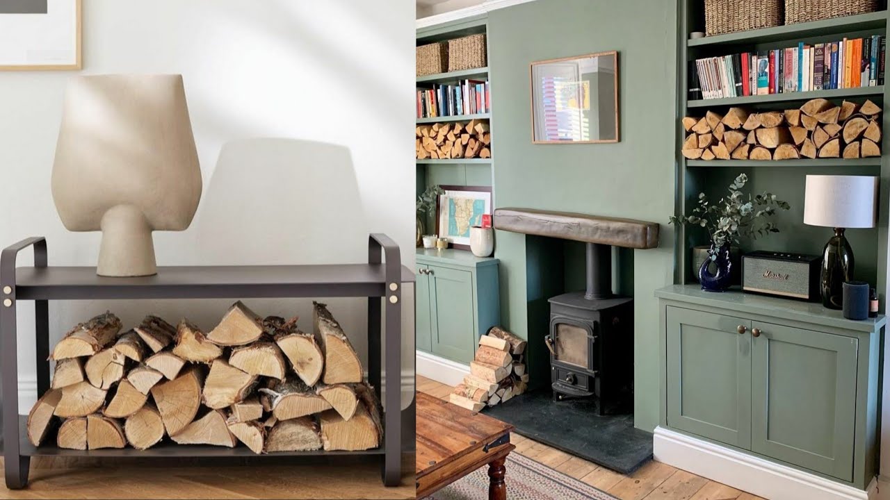 log storage ideas| firewood store inspirations for living room - YouTube