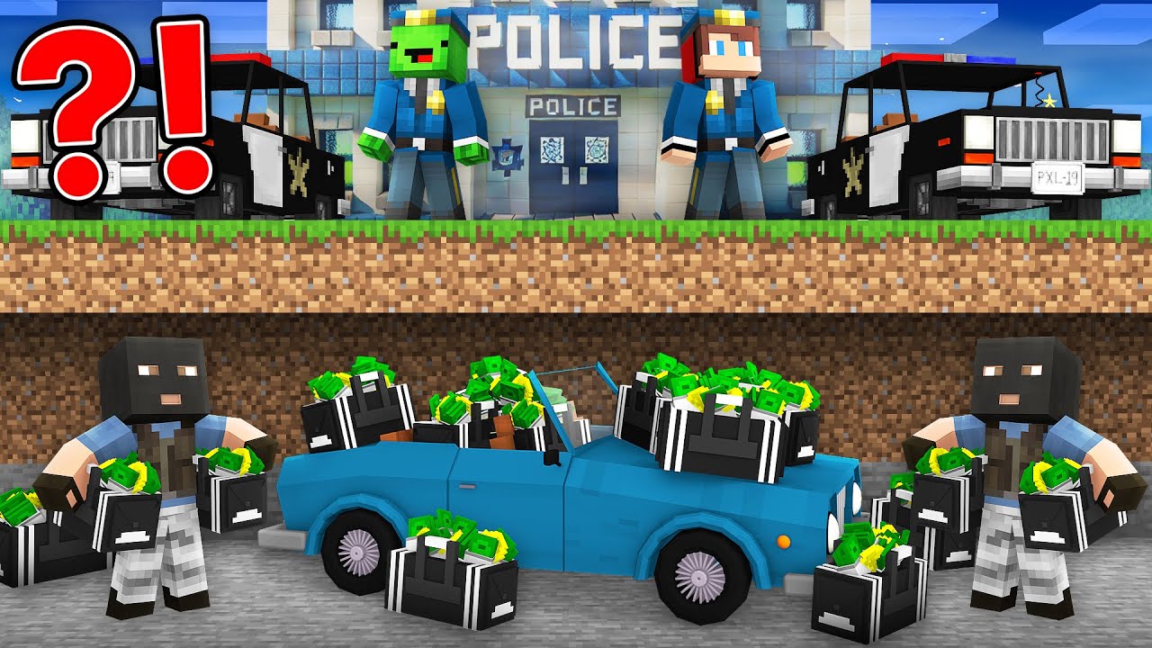 JJ and Mikey Found CRIMINAL Under Police Station in Minecraft - Maizen - YouTube