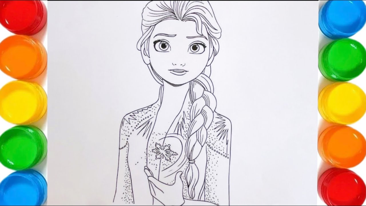 Princess Elsa Frozen Drawing and Coloring For Kids|Disney Princess ...