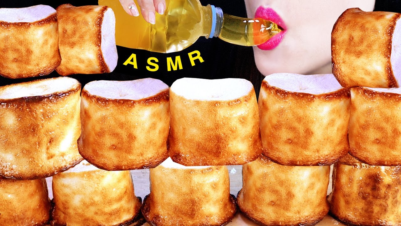 ASMR PEEL OFF ROASTED MARSHMALLOWS HONEY JELLY COOKING EATING SOUND ...
