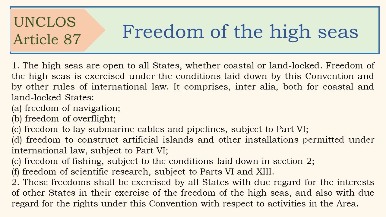Law of the Sea Convention, Article 87, Freedom of the high seas - YouTube