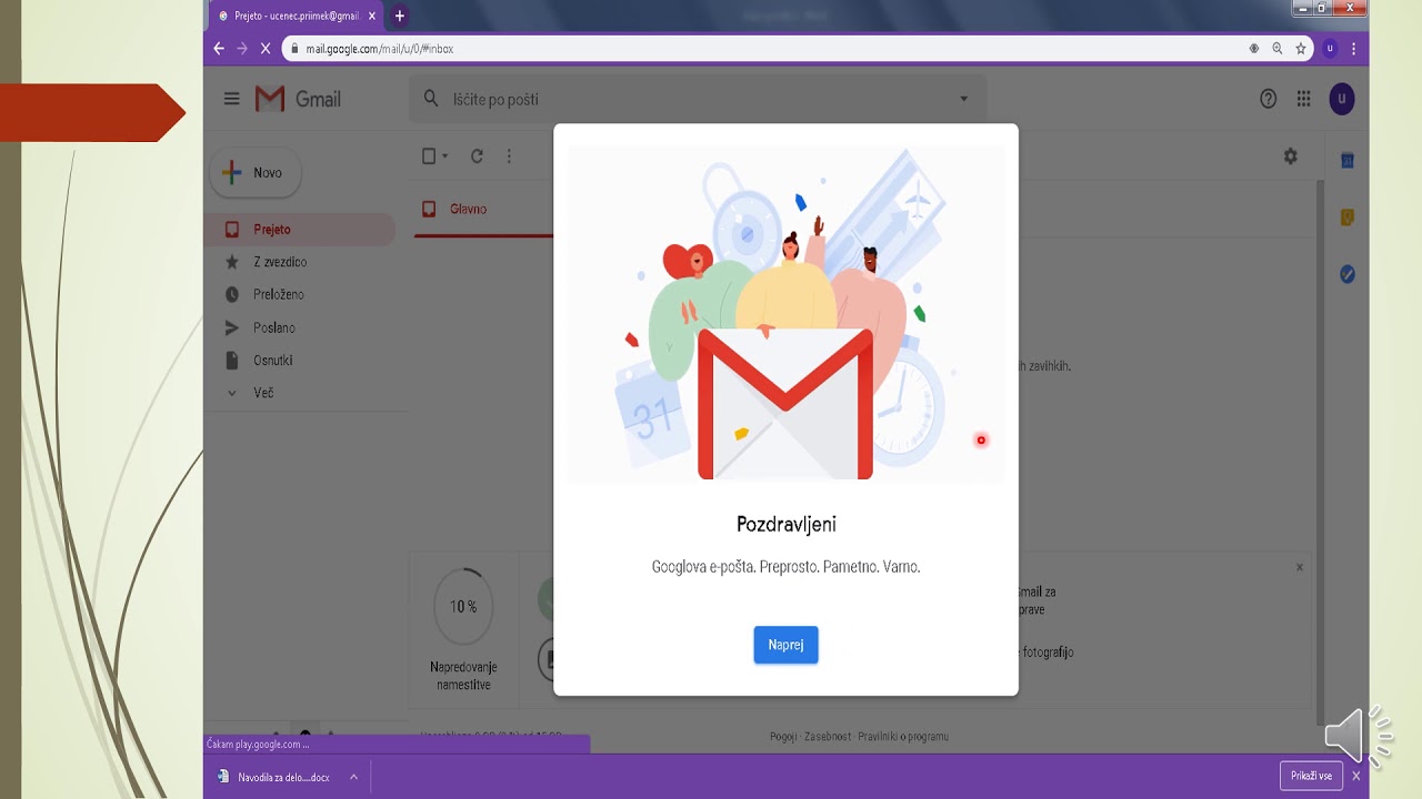 Kako ustvariti Gmail račun in poslati e sporočilo - YouTube