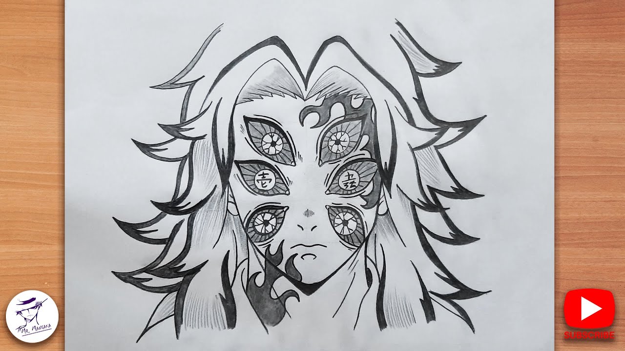 How to draw Kokushibo | Demon Slayer drawing easy | Anime drawing step ...