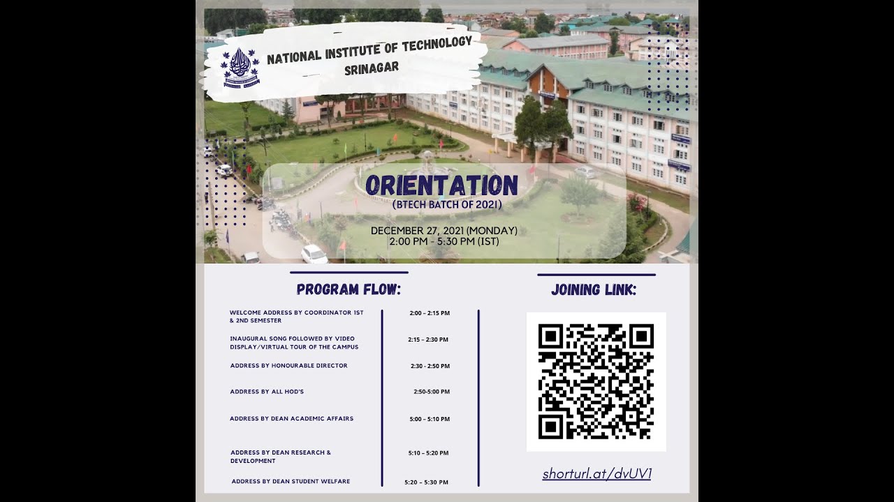 ORIENTATION | NIT Srinagar | 2021 Batch | Freshers - YouTube