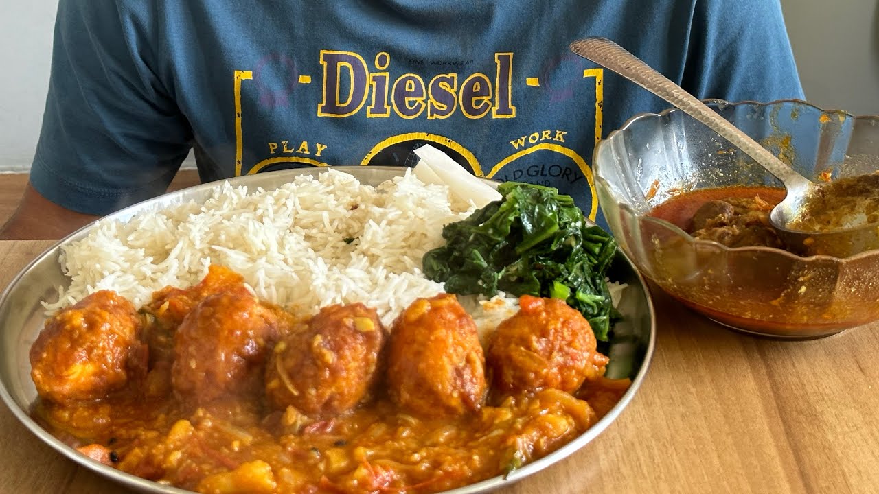 Eggs Curry Rice Nepali Style | Mutton Curry | Saag & Salads | Piro Aloo ...