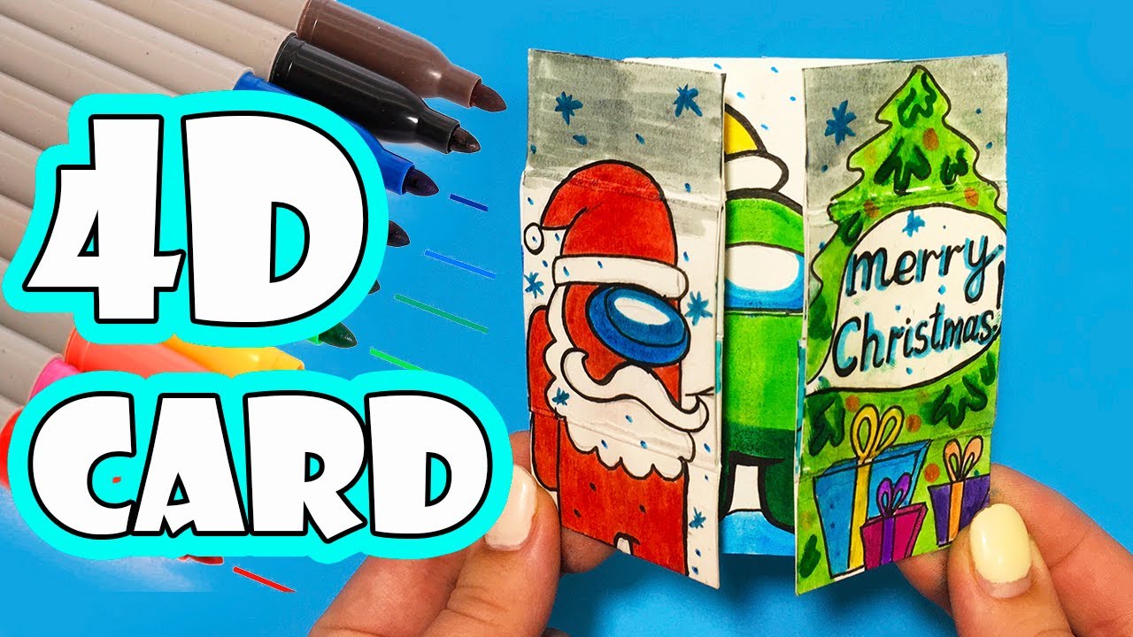 4D Christmas card AMONG US / 4D ОТКРЫТКА на НОВЫЙ ГОД / НОВОГОДНИЕ ...