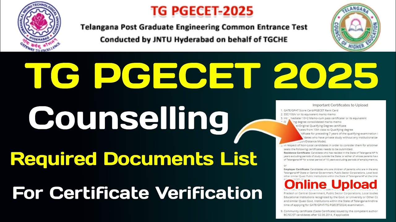 TG PGECET 2025 Counselling Required Documents List | TS PGECET 2025 ...