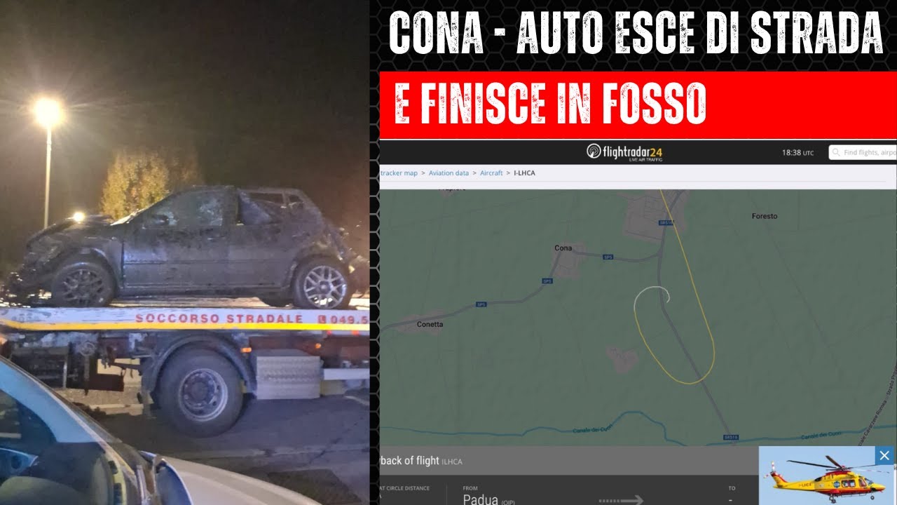 CONA - AUTO ESCE DI STRADA E FINISCE NEL FOSSO - YouTube