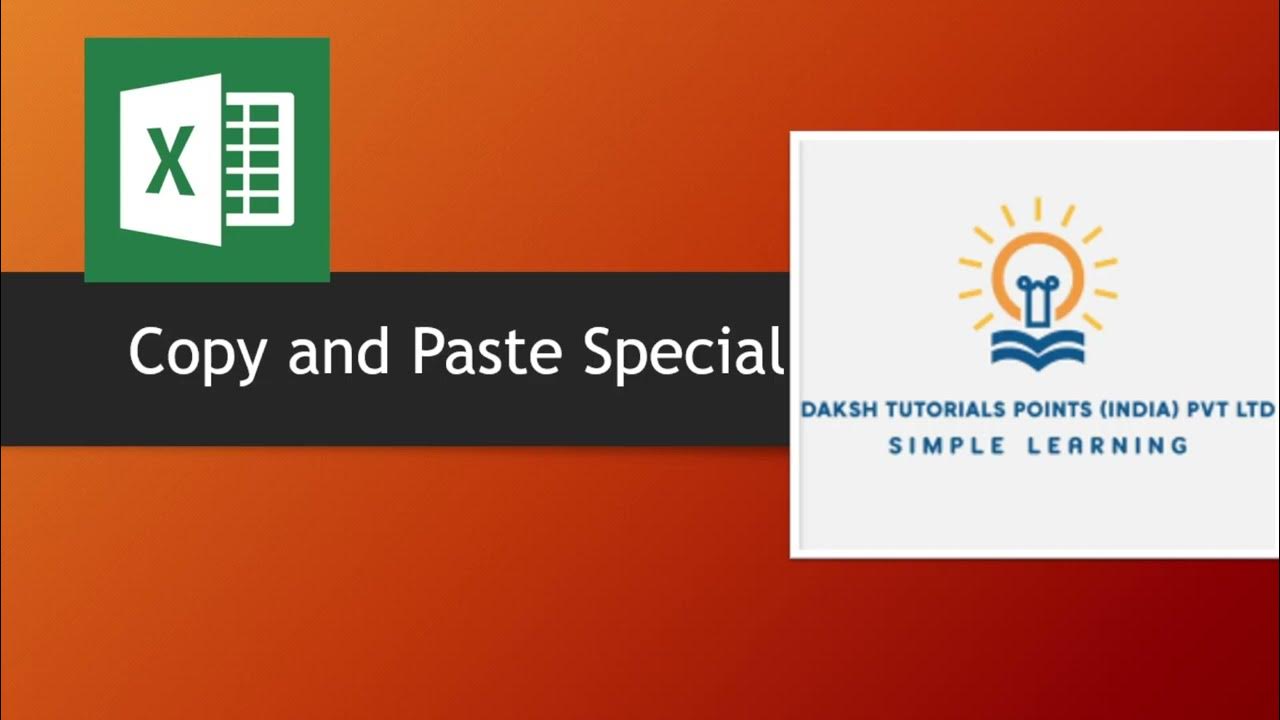 MS Excel - How to Use Paste Special| Chapter 12 - YouTube