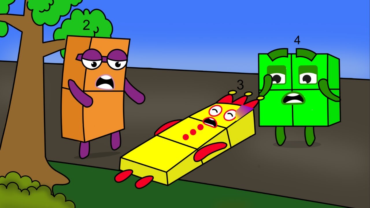 OH NO !!! numberblocks 3 got hurt when hit NB 2 - fanmade coloring ...