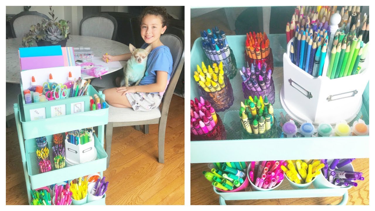 Como Organizo Utiles Escolares y Papelería En Un Carrito Giratorio 🎨🖍 ...