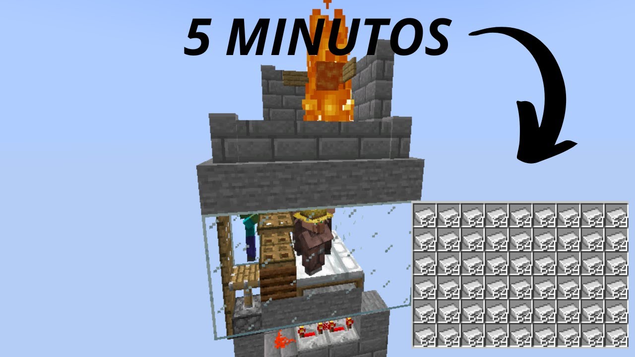 Como fazer a MELHOR FARM DE FERRO DO MINECRAFT em 5 MINUTOS - YouTube