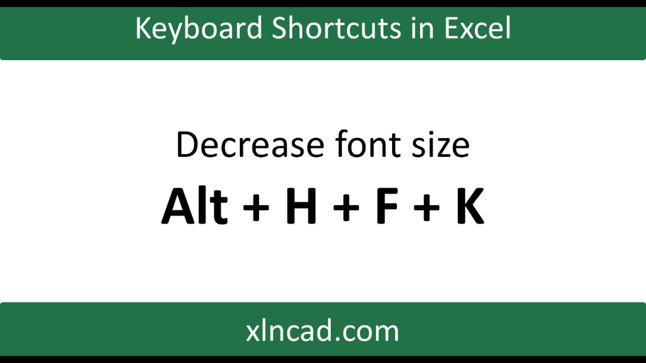 Excel Shortcut To Decrease Font Size YouTube Excel Shortcut To Decrease Font Size YouTube