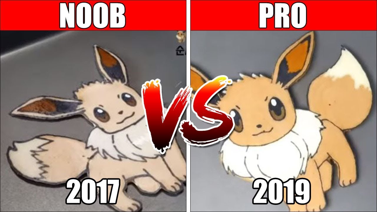 (Noob VS Pro) MY PANCAKE ART PROGRESS IN 2 YEARS - Pokemon All Eevee ...