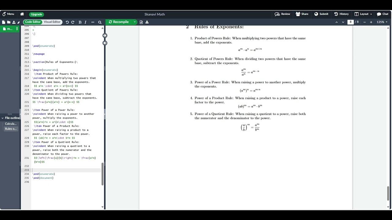How to Write Mathematical Algebra Expressions Using LaTeX | Exponent Rules Tutorial - YouTube