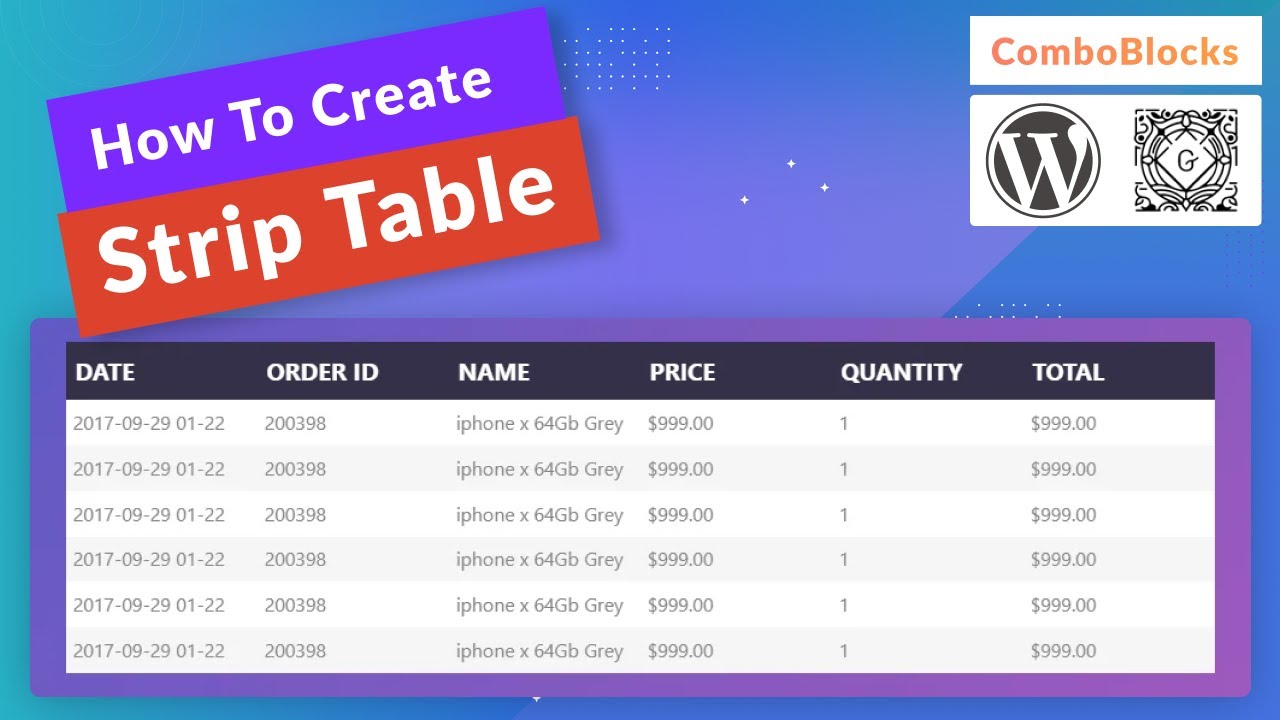 how to create strip table in Gutenberg? - YouTube