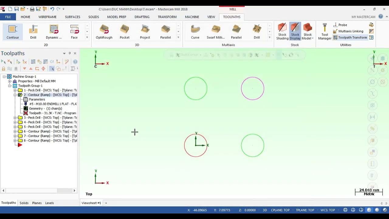 20 Toolpath Transform Translate, Rotate, Mirror Nhân bản chương trình - YouTube