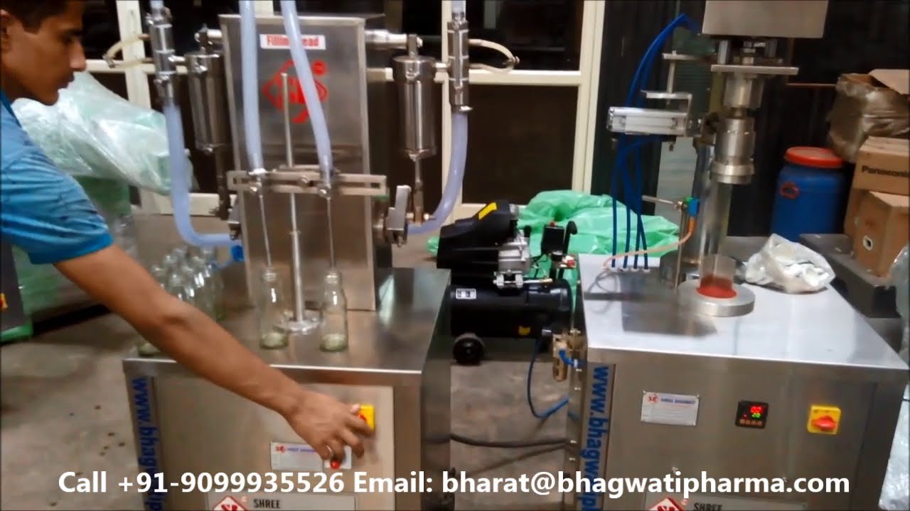 Milk Glass Bottle Semi Automatic Filling and Lug Capping Machines - YouTube