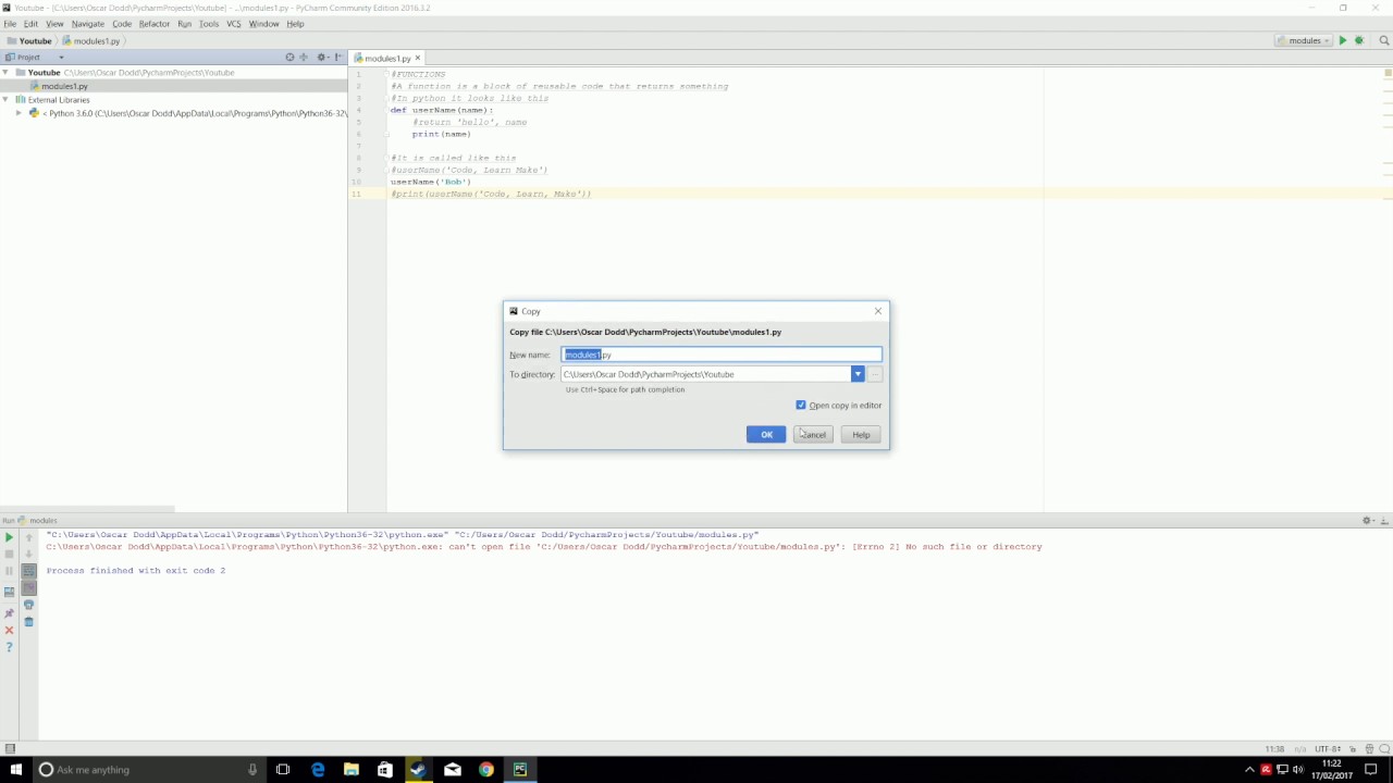 Python 36 Programming Tutorial Functions Youtube