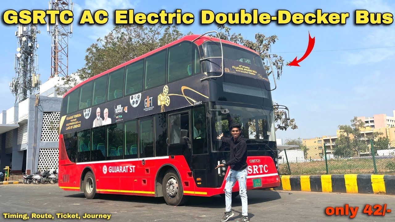 GSRTC Brand New AC Electric Double-Decker Bus Journey | Gandhinagar To ...
